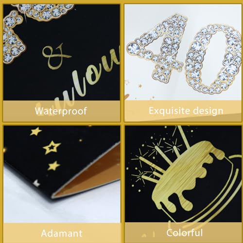Snapklik.com : Black And Gold 40th Birthday Decorations, Jumbo 40th ...