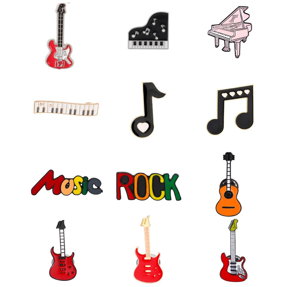 Amazon.com: 12PCS Music Brooch Pin Cute Guita Piano Musical Instruments ...