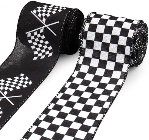 Amazon.com: 3 Rolls Black and White Checkered Ribbon, Checkered ...