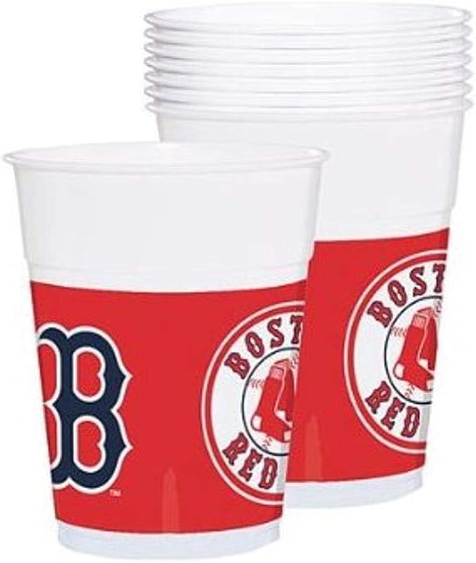Amazon.com: Amscan Boston Red Sox Plastic Cups - 16 oz. | Pack of 25 ...