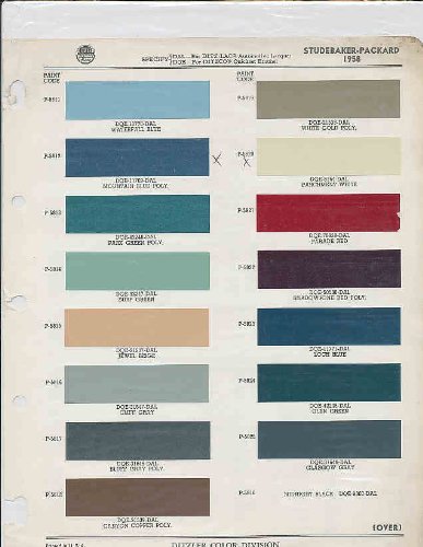 1958 Studebaker Color Paint Chip Page: Studebaker: Amazon.com: Books