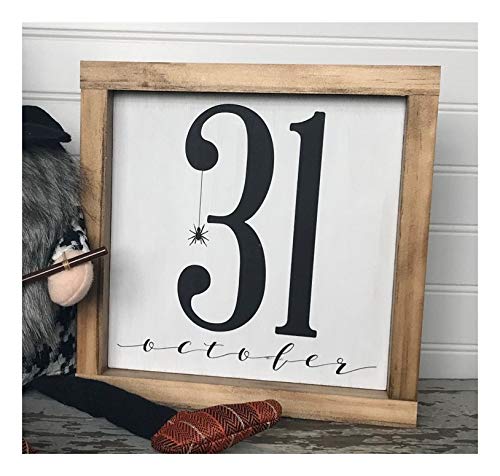 Amazon.com: October 31 Farmhouse Style Painted Framed Sign 9.5"x9.5 ...