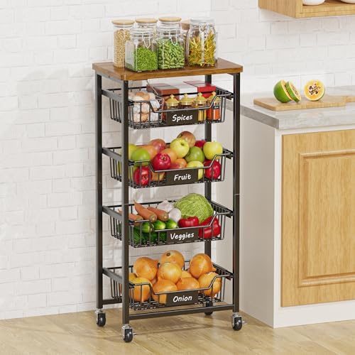 Amazon.com: CHLORYARD 4-Tier Vegetable Fruit Basket Kitchen Storage ...