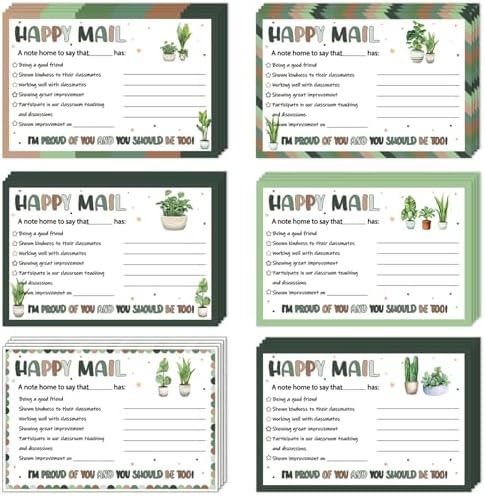 Amazon.com : 60Pcs Greenery Happy Mail Teacher Notes to Parents ...