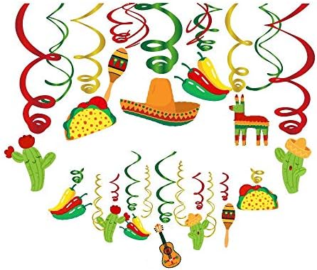 Amazon.com: 20Pcs Mexican Fiesta Hanging Swirl Decorations, Mexican ...
