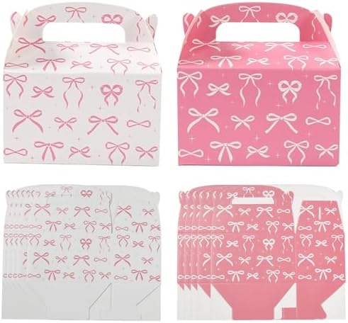 Airssory 12 Pcs 2 Colors White and Pink Handbag Kraft Box with Handle ...