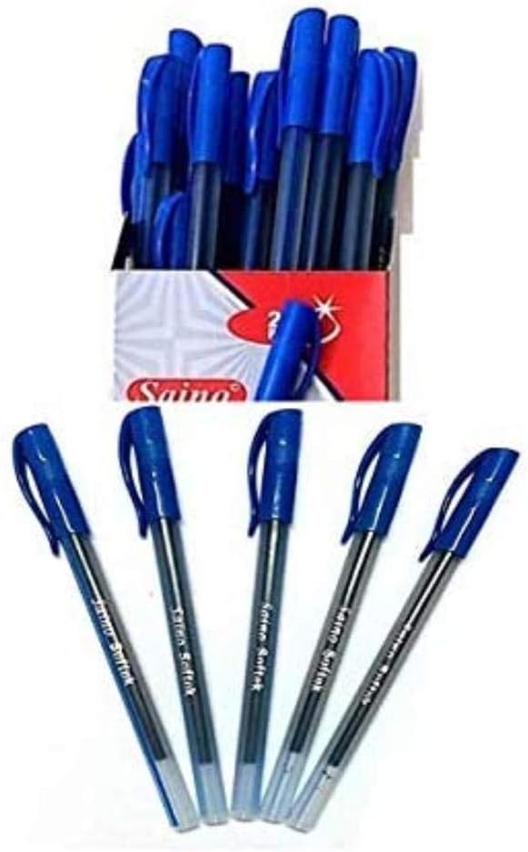 Saino Softek Use and Throw Ball Point Pens (Blue) Pack of 2 in 40 Pens ...
