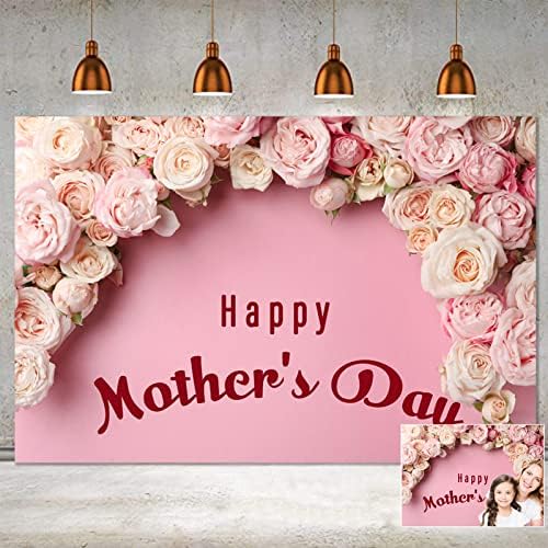 Amazon.com : Happy Mother's Day Backdrops Pink Rose Mother's Day Party Background Flower Theme ...