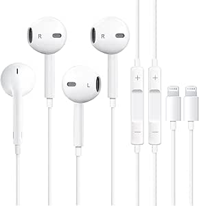 Apple Earbuds 2 Pack [Apple MFi Certified] Wired Earphones (Built-in ...