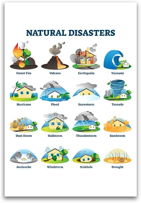 Amazon.com: Natural Disasters Poster - Science Biology Anatomy ...