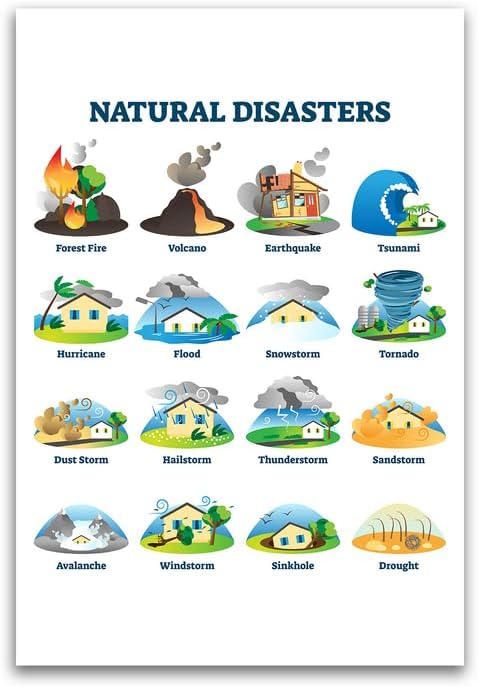 Amazon.com: Natural Disasters Poster - Science Biology Anatomy ...