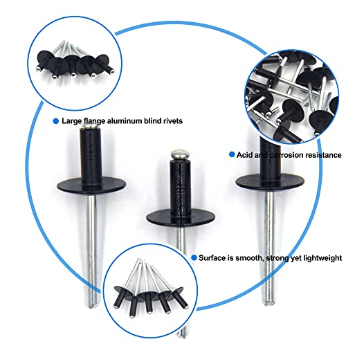 Black Pop Rivets, BESTYCHAO 50pcs Large Aluminum Blind Rivets 4.8mm x ...