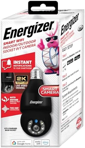 Amazon.com : Energizer Smart Outdoor 2K QHD Security Socket Camera with ...