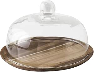 Amazon.com: Luxshiny Glass Dome Cloche with Tray, 10 inch Handle Cloche ...
