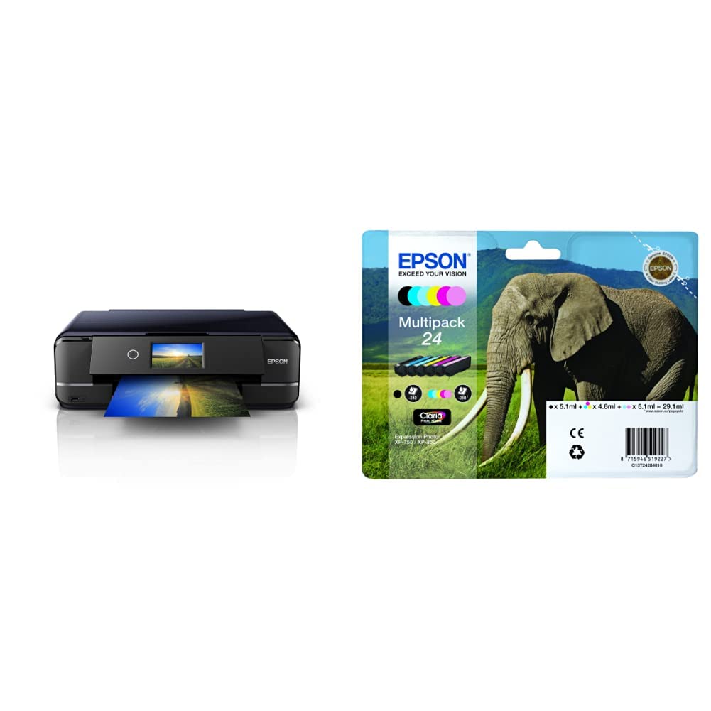 Epson Expression Photo XP-970 Print/Scan/Copy Wi-Fi Printer, Black & 24 ...