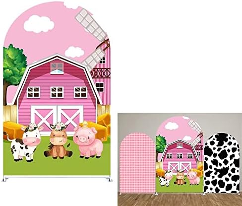 Amazon.com : HUAYI Pink Farm Barn Arch Backdrop Cover Girl Pink Farm ...
