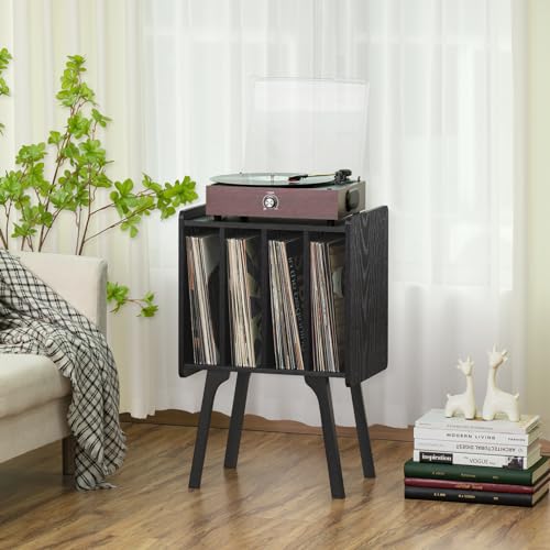 Snapklik.com : LELELINKY Record Player Stand, Black Vinyl Storage Table