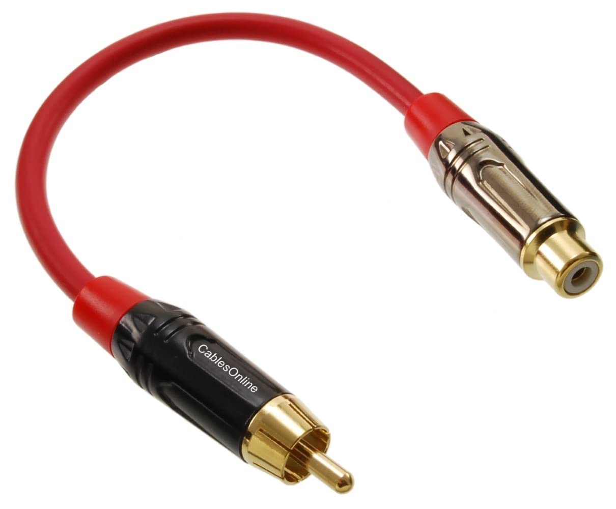 Amazon.com: CablesOnline, 6 Inch RCA Male to RCA Female Premium Red ...