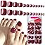 Amazon.com: AddFavor 240pc Press on Toenails Burgundy Red Toe Nail ...