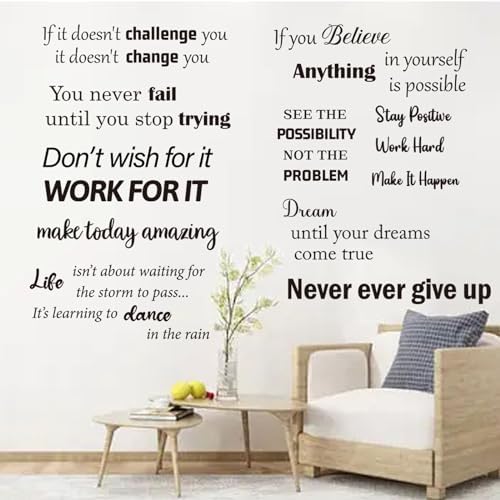 Amazon.com: Inspirational Vinyl Wall Stickers, Motivational Quotes ...