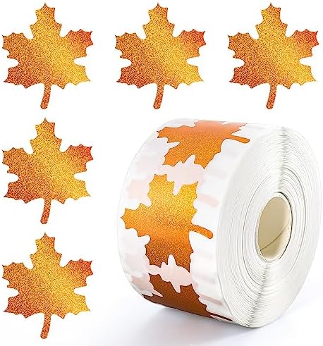Amazon.com: Whaline 1000Pcs Fall Thanksgiving Leaf Stickers Holographic ...