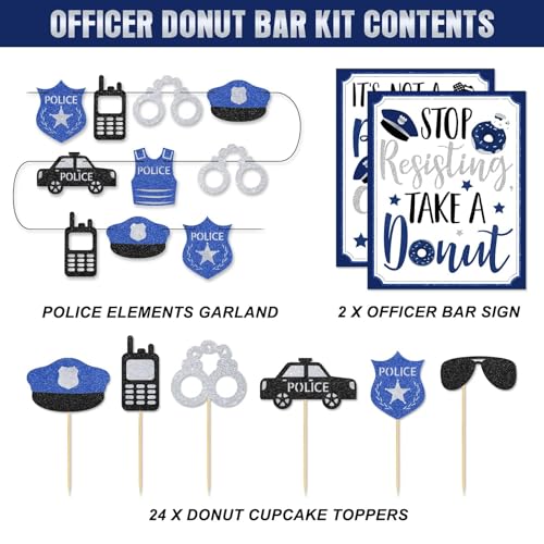 Snapklik.com : Officer Donut Bar Decoration Kit Police Banner Party ...