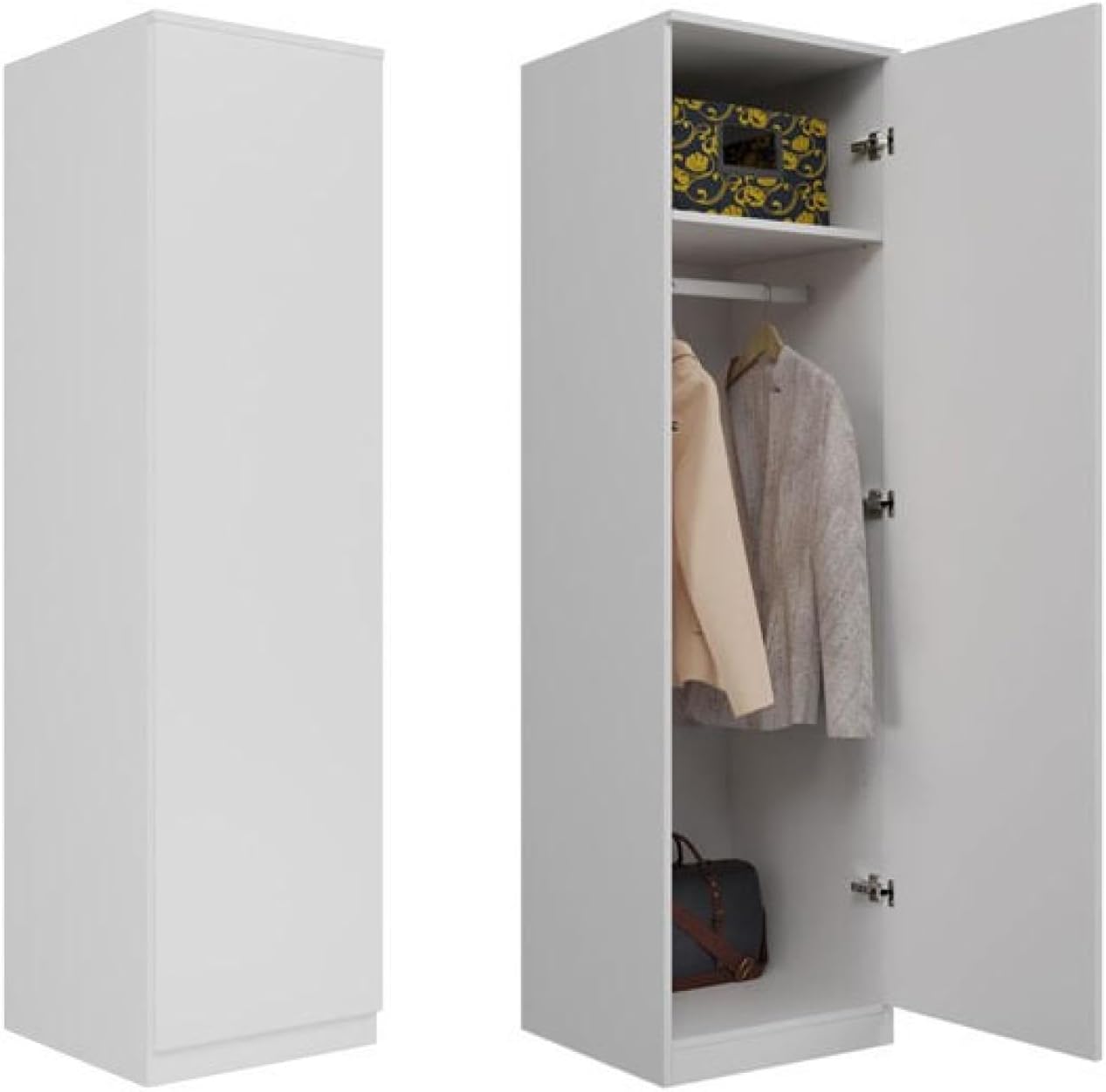 WHATSIZE ENTERPRISE – SD 50 - White Single Push-open Wardrobe – Wooden ...