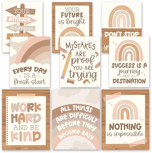 Amazon.com: Hadley Designs Motivational Posters for Classroom - 9 ...