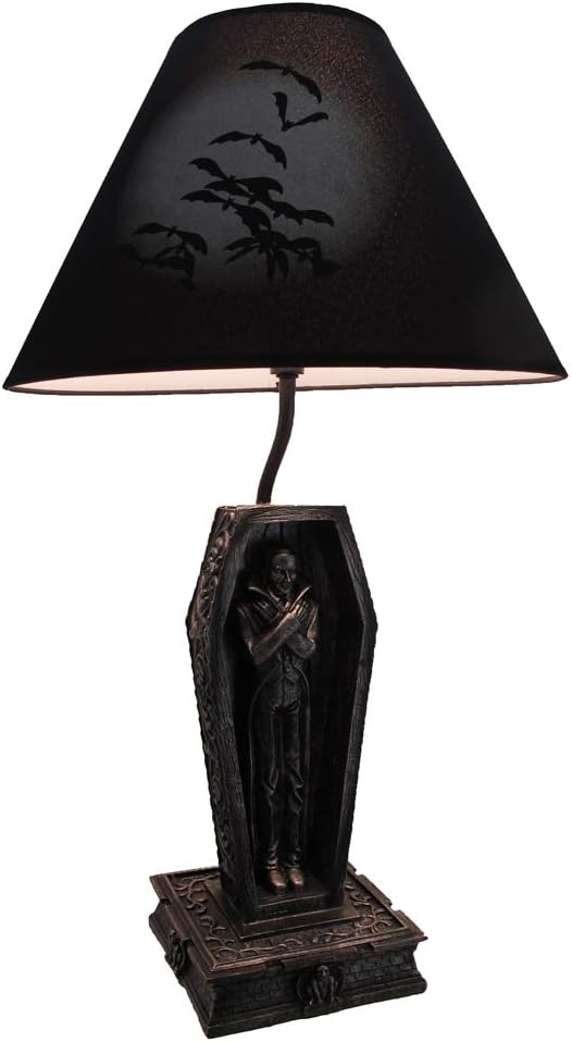 Zeckos 22-Inch Dark Dawning Vampire in Coffin Black Table Lamp - A ...