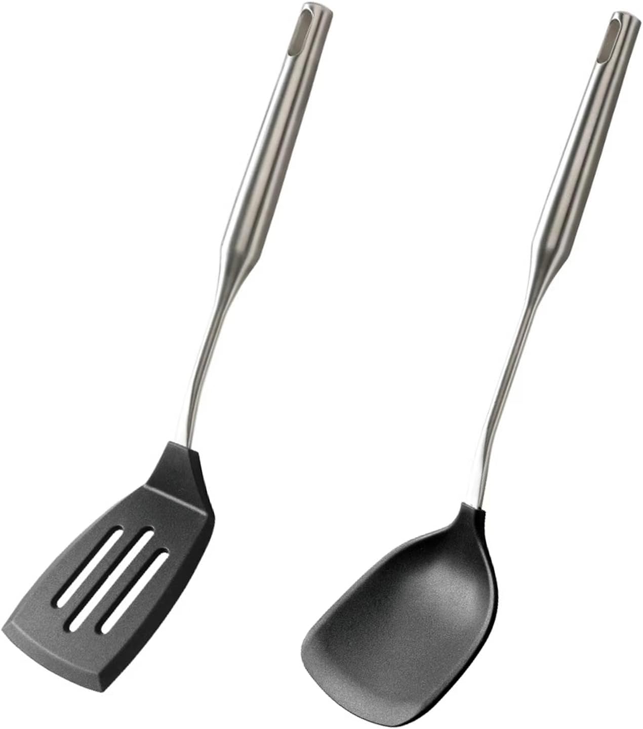 Amazon.com: HssLwran Silicone Spatula set 2-Pcs Kitchen Utensils Solid ...