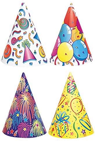 Assorted Color Party Paper Hats - Pack of 8 - Perfect for Birthdays ...