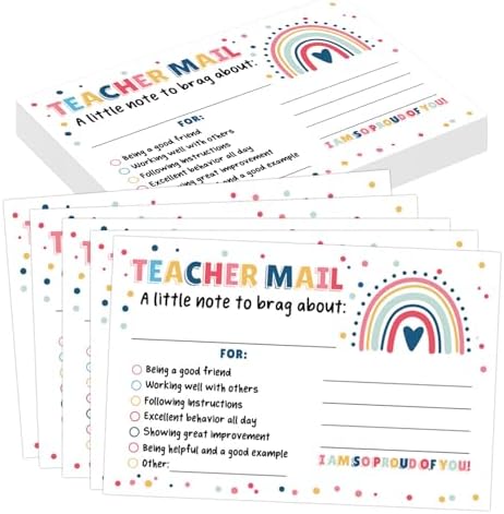 50Pcs Rainbow Teacher Mail Crads, Teacher Notes To Parents Versatile ...