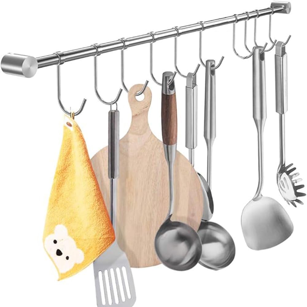 Amazon.com: Kitchen Hanging Racks 304 Stainless Steel 20 Inch Rail ...