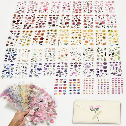 Amazon.com: 100pcs Rose Stickers Transparent Floral Stickers Vintage ...