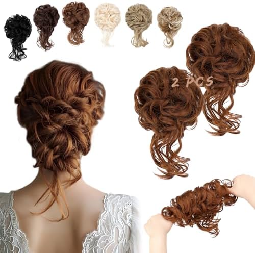 Amazon.com : FeidyLong 2PCS Messy Bun Hair Piece Tousled Updo with ...
