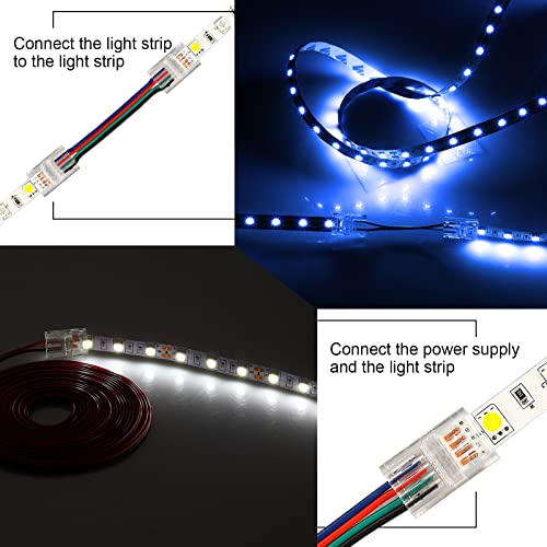 Snapklik.com : 20 Pack 4 Pin 10mm Solderless LED Strip Connector ...