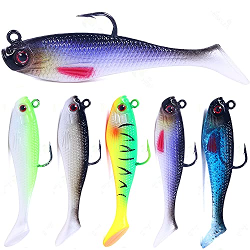 LUCKYMEOW Fishing Lures Bass Soft Swimbaits Soft Plastic Lures with ...