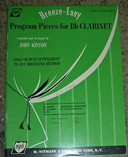 Breeze-easy Program Pieces for B-flat Clarinet - Recital Series Book 2 ...