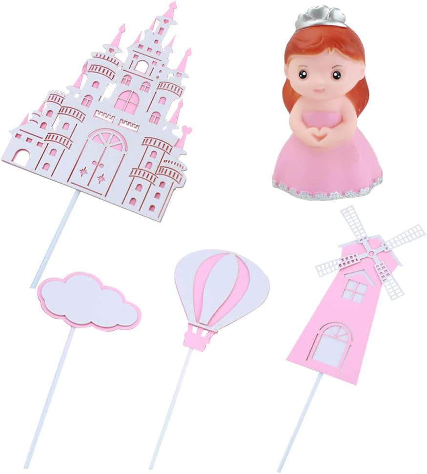 Happy Birthday Princess Cake Toppers - 5PCS Doll Cup & Cupcake Toppers ...