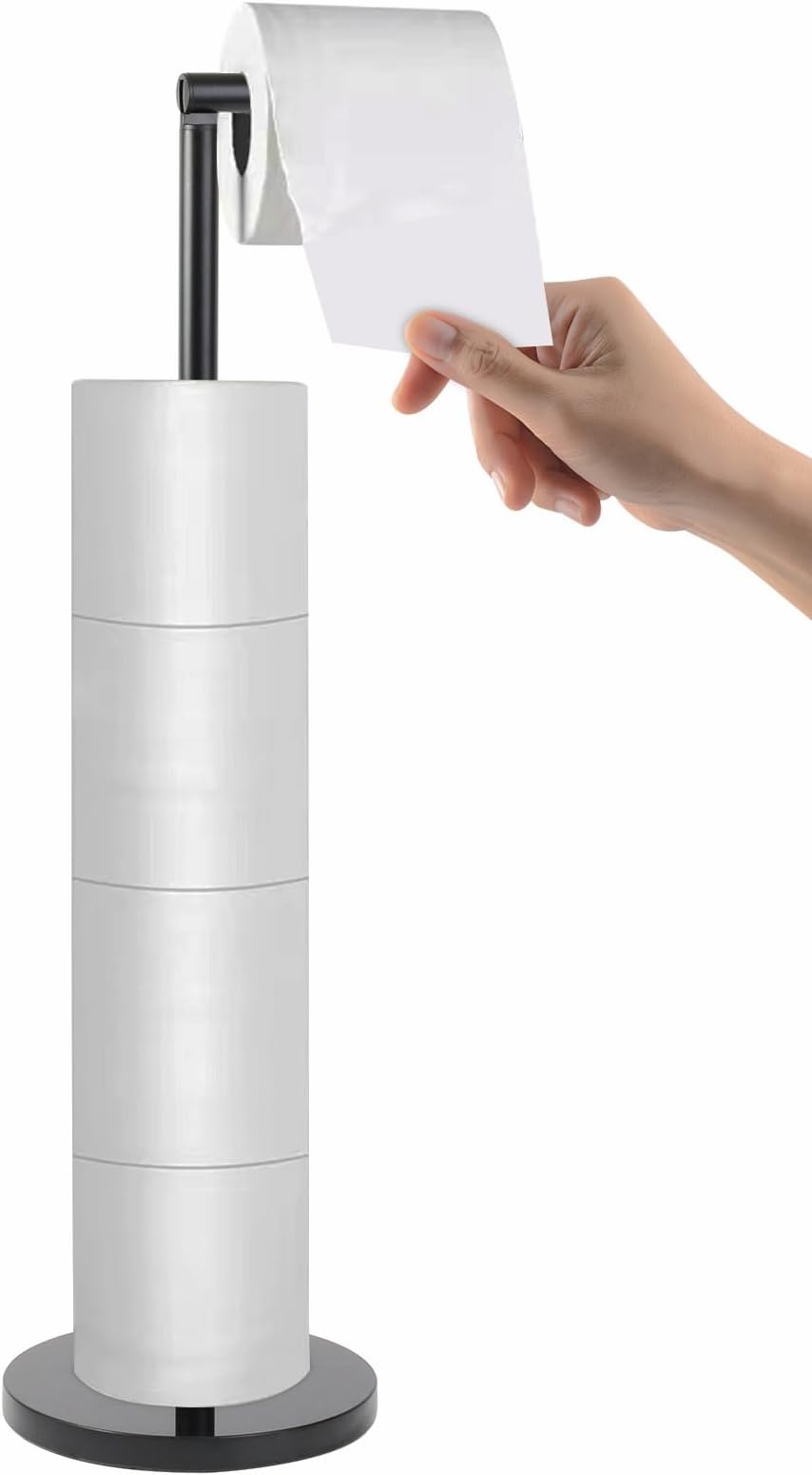 Amazon.com: MyGift Industrial Matte Black Metal Pedestal Toilet Paper ...