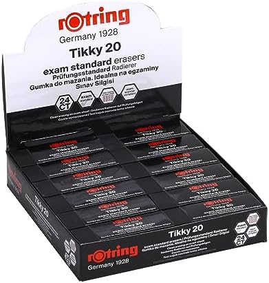 rOtring Tikky Exam Standard Large Pencil Erasers - Box of 24 Rubbers ...