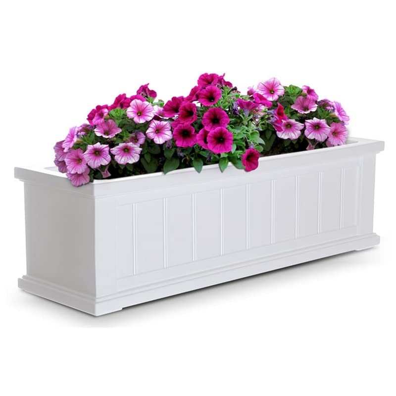 Mayne Cape Cod 3ft Weatherproof Coastal Plastic Window Box in White for ...