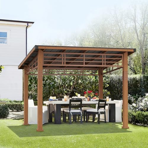 Amazon.com : Lue Bona 8' X 10' Hardtop Gazebo, Lean to Pergola Gazebos ...