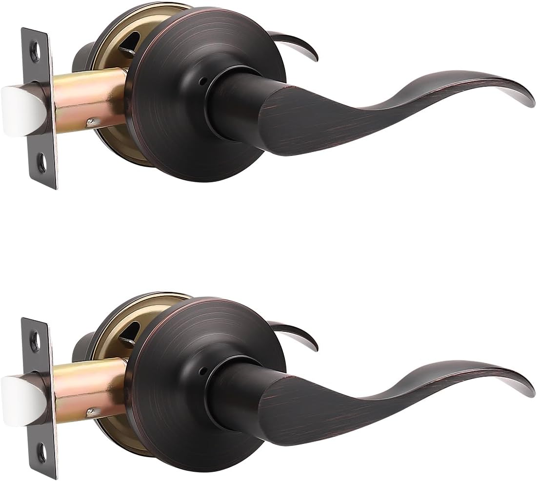 Mengico 2 Pack Passage Door Lever No Lock, Oil Rubbed Bronze Door ...