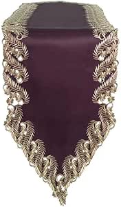 Amazon.com: Gold Lace Plum Table Runner - Dresser Scarf European ...
