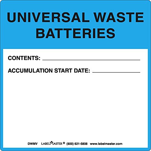 Amazon.com: Labelmaster DWMV Universal Waste Batteries Label, PVC-Free ...
