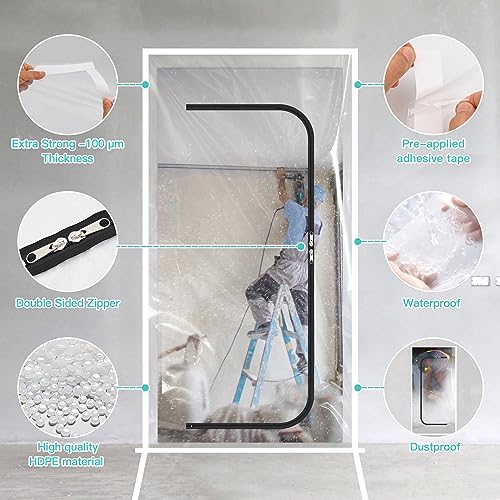CIPOOH Dust Door Cover with Zip, Zipper Door Dust Sheet, Transparent ...