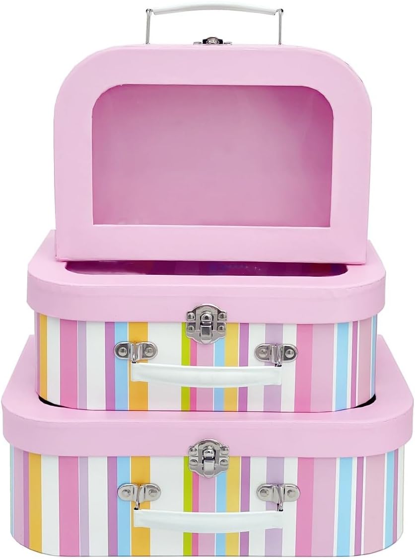 Amazon.com: Amedoo Paperboard Suitcases Set of 3 Decorative Storage ...