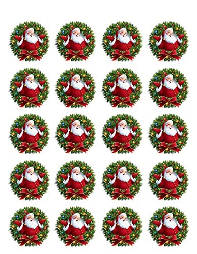 Amazon.com: 1.875" Round Pre-Cut Christmas Design Edible Image Cupcake ...