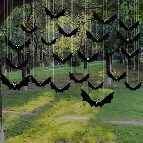 Amazon.com : Hanging Bats Halloween Decorations Outdoor, 21pcs Large ...